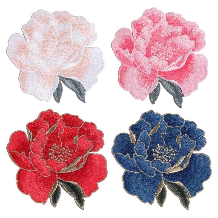 Apparel Repair Sew on Peony Flower Embroidered Patches Chinese Style ...