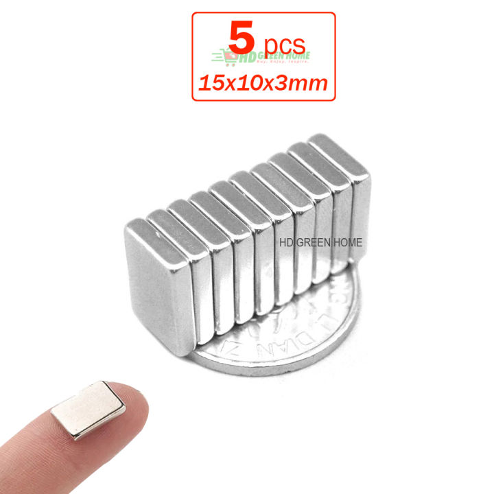 5 pcs x Rectanglular (15x10x3mm) Neodymium Magnet Powerful Block Bar ...