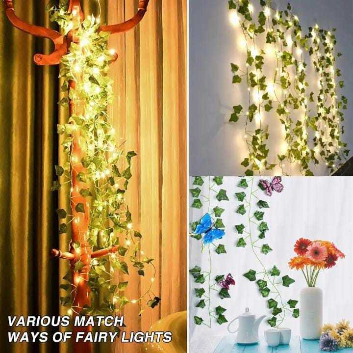 Enchanting LED Flower String Lights with Lush Green Leaves: 15 Feet of ...