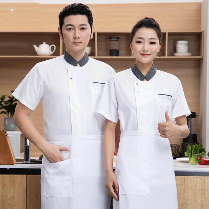 Chef Coat Jacket Snap Button Overalls for Kitchen Culinary School ...