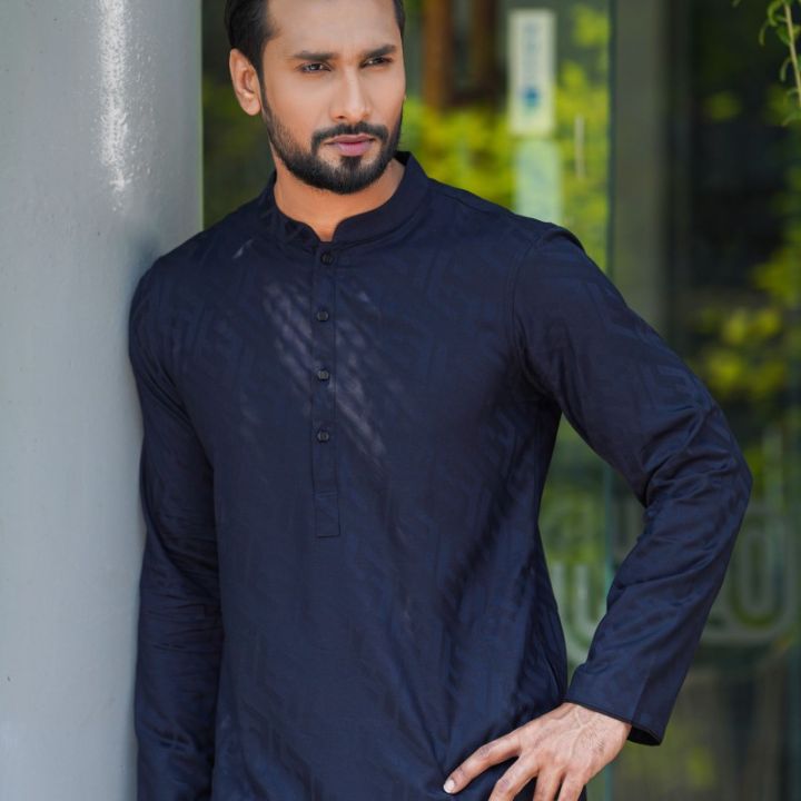 Men's Slim Fit Panjabi, Trendy Panjabi with Chest Contrast - Luxurious ...