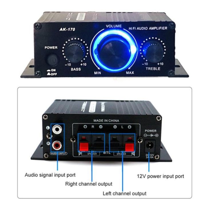 AK-170 HiFi Stereo Audio Power Amplifier Machine 200W+200W | Daraz.com.bd