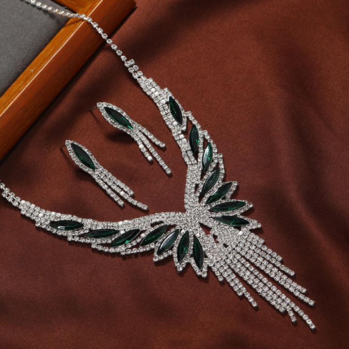 Exquisite White Stone Jewelry Set for Women - Necklace, Earings, and ...