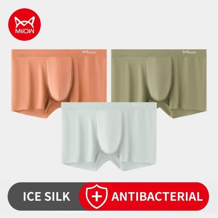 MiiOW 3 PCS Underwear Men's Ice Silk Breathable Healthy Men's Underwear L-4XL | Daraz.com.bd