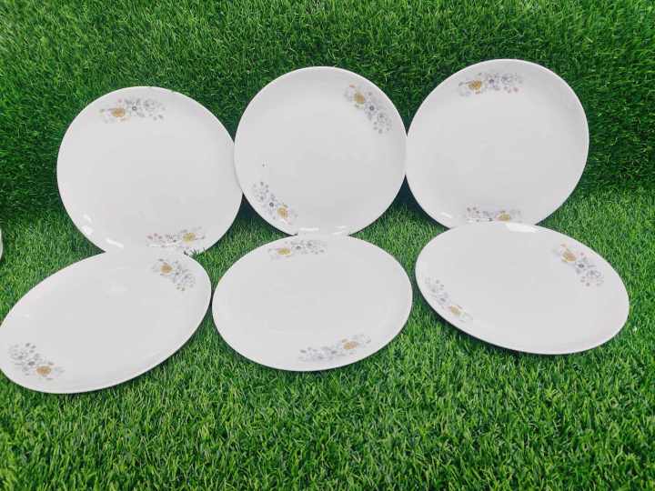 6 Pcs Deep Ceramic Half Dinner Plate Set. Half Dinner Plate, White ...