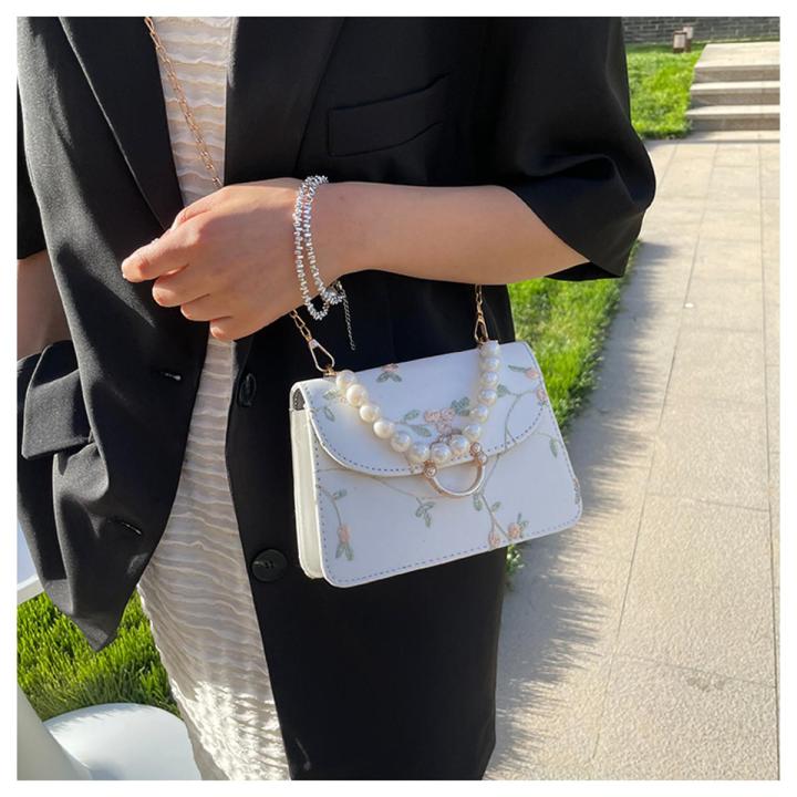 Women PU Net Yarn Flower Embroidery Shoulder Bags Messenger Bags ...