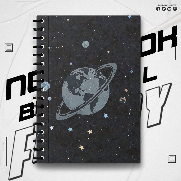 Notebook Milky Way Galaxy Saturn Dark Theme Scientific Design Writing ...