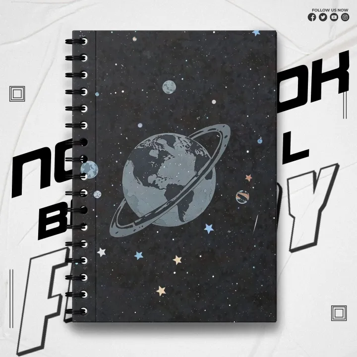 Notebook Milky Way Galaxy Saturn Dark Theme Scientific Design Writing ...