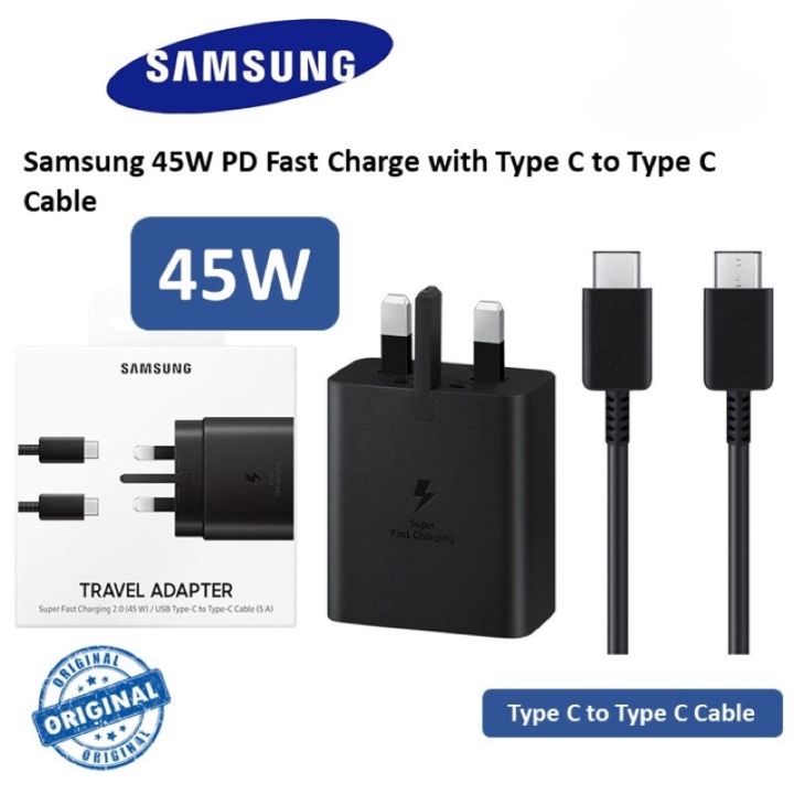 Samsung 45W PD Fast Charging Adapter /Charger Type-C to Type-C with Cable | Daraz.com.bd
