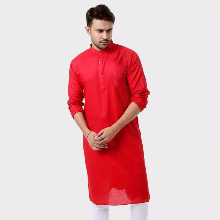 Red Semi Long Panjabi For Men - Panjabi - Panjabi For Men - কাপল ড্রেস ...