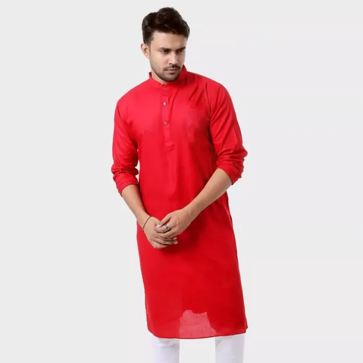Red Semi Long Panjabi For Men - Panjabi - Panjabi For Men - কাপল ড্রেস ...