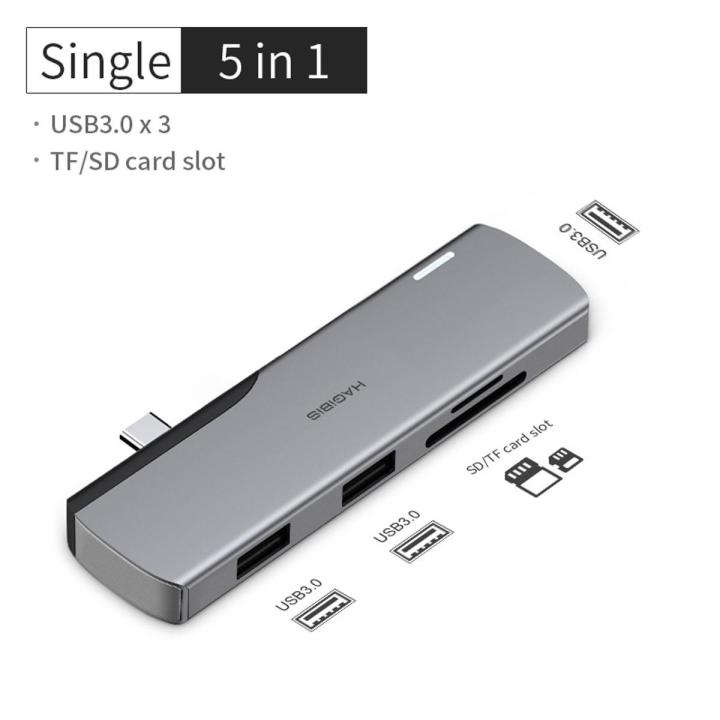 【VisioN Shop】Hagibis Dual USB-C HUB Type-C to 4K HDMI-compatible SD/TF Reader thunderbolt 3 PD ...
