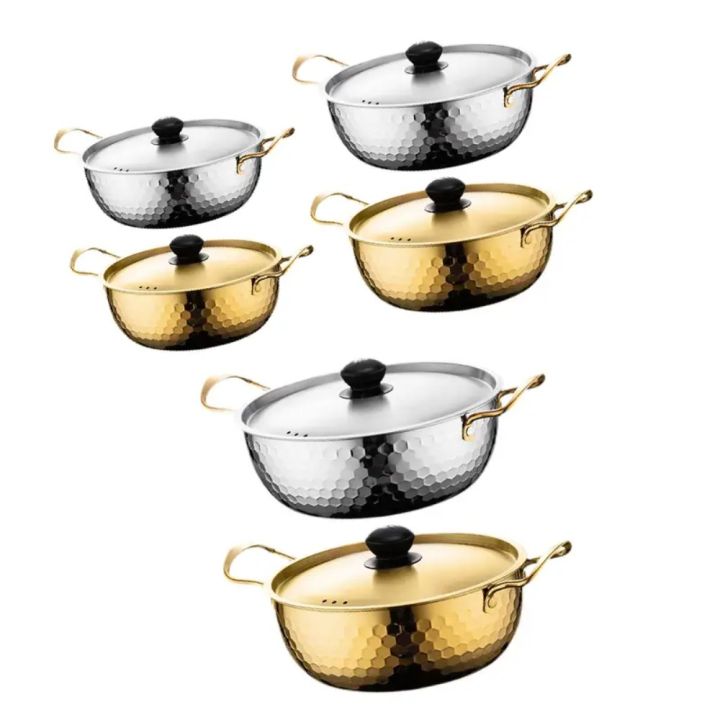 Cookware Hammer Pattern Ramen Pot Stainless Steel with Lid Soup Pot ...