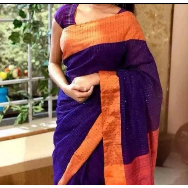 Chumki Saree BlackYellow colour Saree | Daraz.com.bd