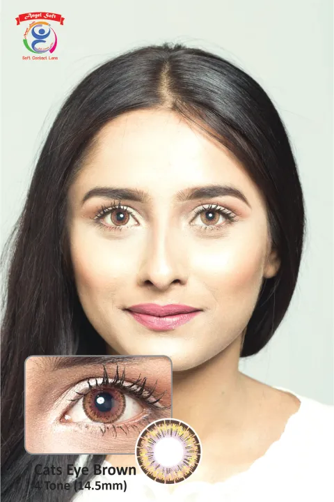 Angel Soft Cats Eye Brown power Contact Lens Cats Eye Color Contact ...