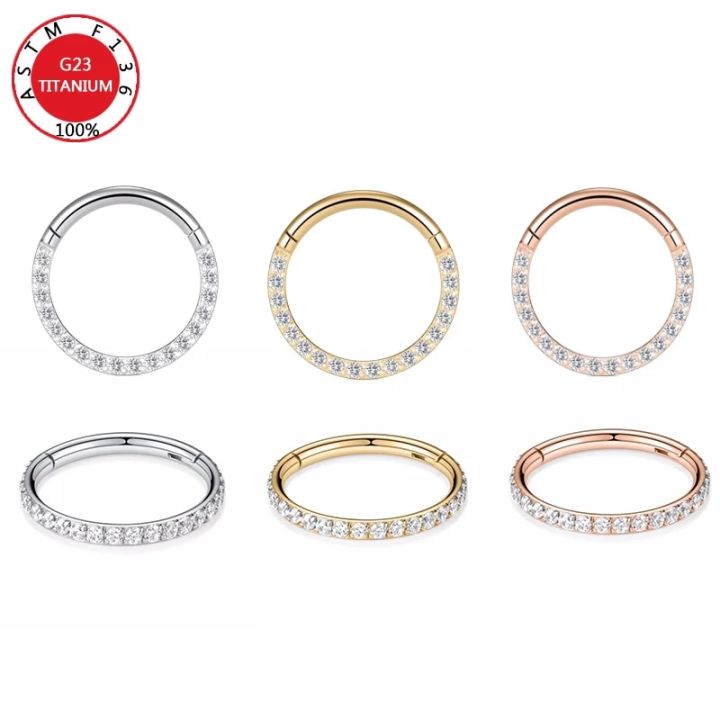 G23 Titanium Nose Rings Piercings High Quality Zircon Stone Hight ...