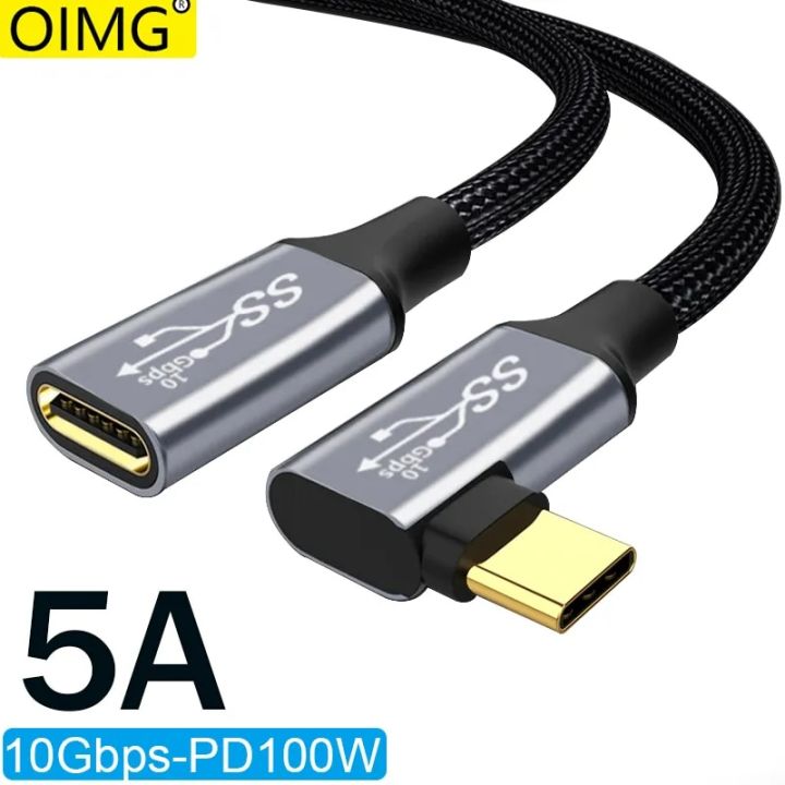 5A Type C Male Female 90 Angle Cable USB C Extension Cable Fast ...
