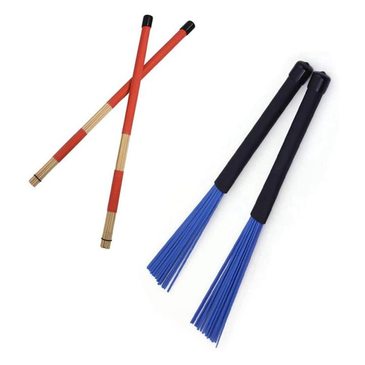 BRADOO-1 Pair 40cm Bamboo Rod Drum Brushes Sticks for Jazz Folk Music ...