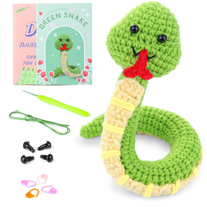 Snake Crochet Kit with Knitting Yarn Needles Plush Doll Easy(Green ...