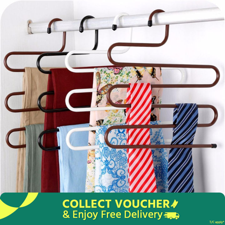 S-Shape 5 Layer Cloth Hanger Closet Organizer | Multi-Purpose Hangers ...