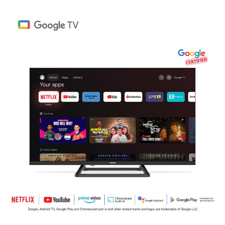 VISION 32" LED TV E50S Google TV with Wifi Voice Control (4 years ...