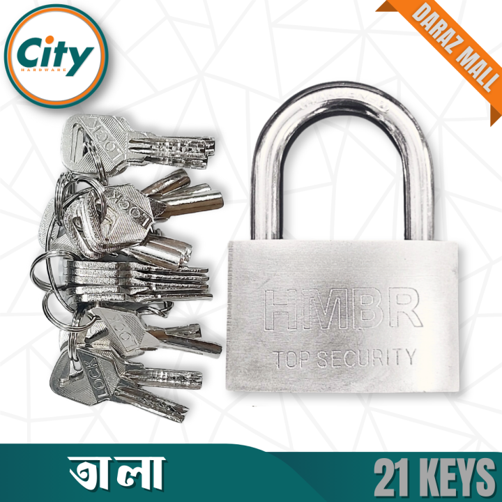 70mm Padlock With 21 Keys Padlock Top Security Lock HMBR Tala | Daraz ...