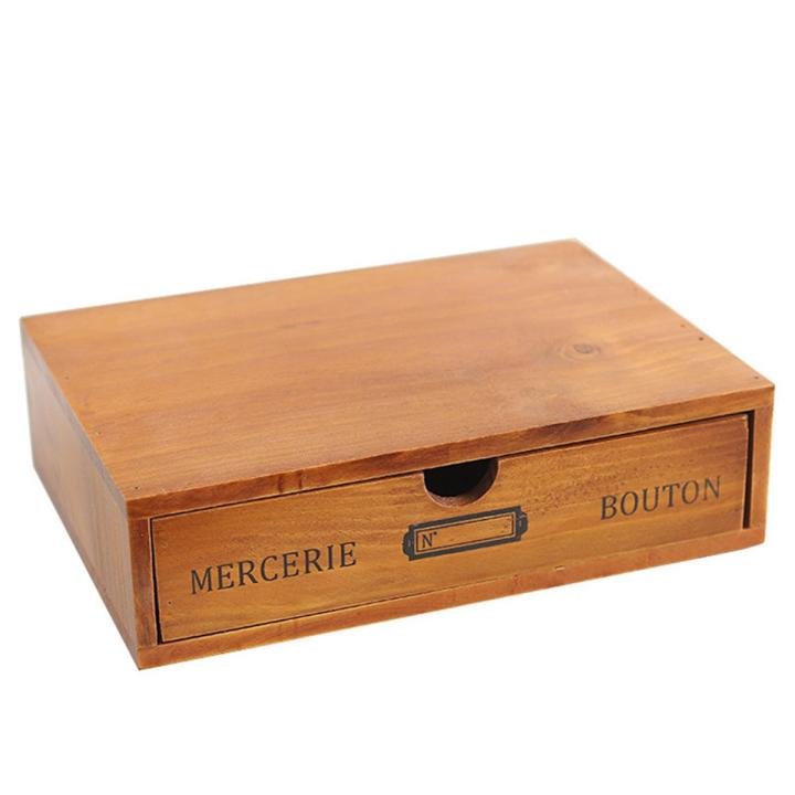 ECHIDNA Desktop Box Large Capacity Vintage Drawer Dresser Cosmetics ...