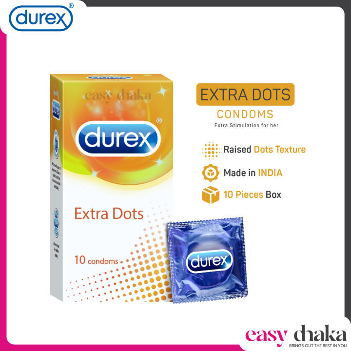 Durex Extra Dots Condoms - 10 Pcs Pack (Made in India) | Daraz.com.bd