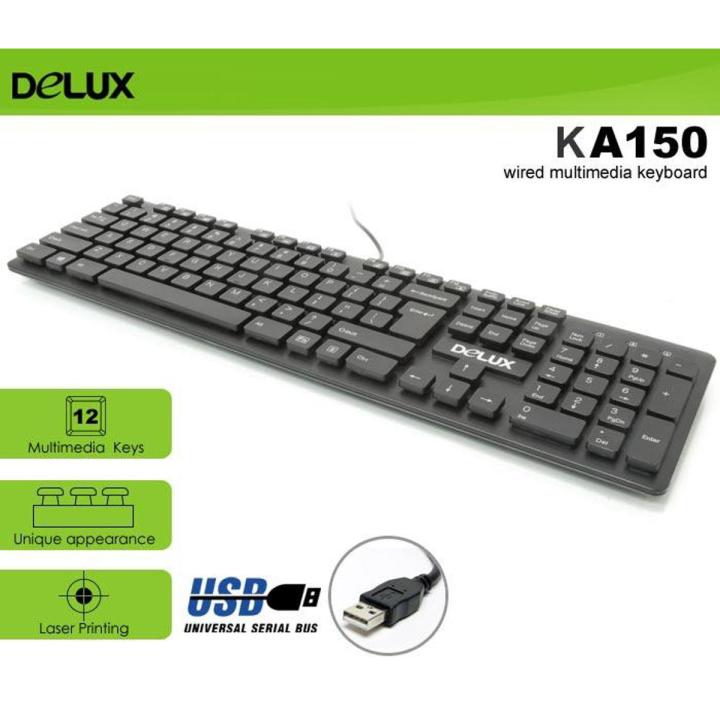 Delux Ka150 Slim Usb Wired Multimedia Keyboard | Daraz.com.bd
