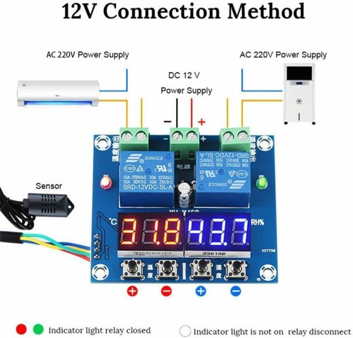 XH-M452 Thermostat Dual Output Temperature Humidity Thermometer ...