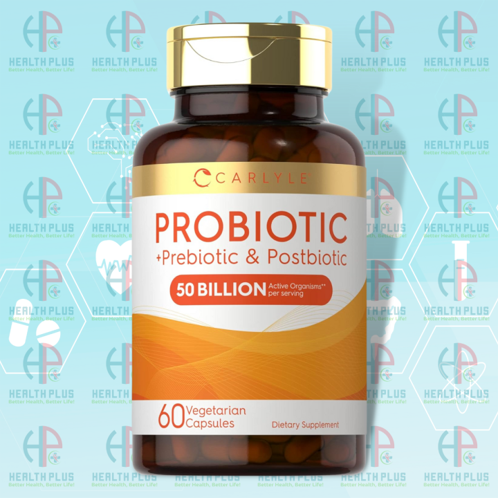 Carlyle 50 Billion CFU Probiotic-Prebiotic & Postbiotic Supplement – Vegetarian, Gluten-Free ...