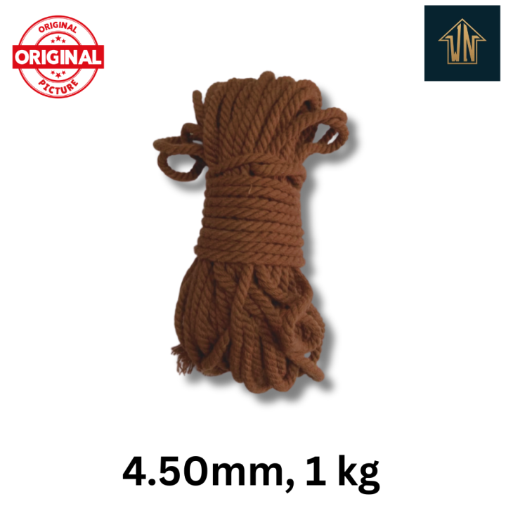 1 kg light brown Macrame Cotton Cord Rope 4.50 mm Jute Rope, Hemp Rope ...