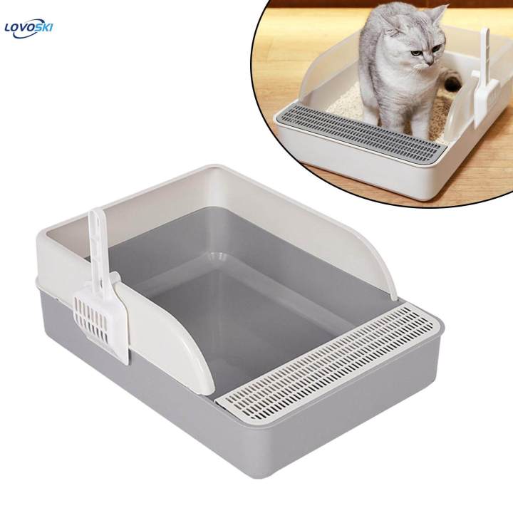 Cat Litter Box Sandbox Pet Toilet Splashproof Removable Semi Closed ...