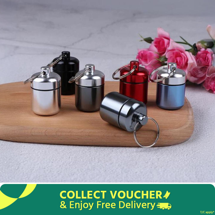 1 Pcs Medicine Box Keychain Metal Mini Waterproof Alloy Medicine Box ...