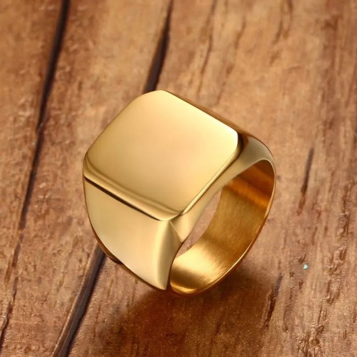 5 Color Signet Ring Stainless Steel Metal Men Jewelry Not Fade | Daraz ...