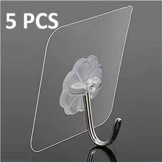 Plastic Wall Hook Hanger 5 Piece - Transparent | Daraz.com.bd