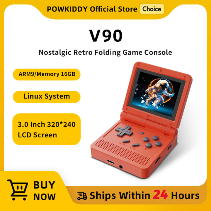 POWKIDDY v90 3-Inch IPS Screen Flip Handheld Console Dual Open System ...