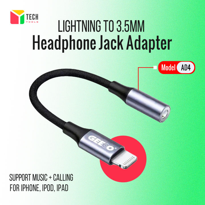 Geeoo AD-5 Lightning to 3.5mm Headphone Jack Adapter | Daraz.com.bd