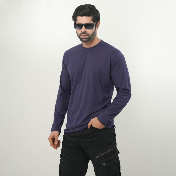 Texpark Premium Solid Long Sleeve T-Shirt - Navy - A Wardrobe Essential ...