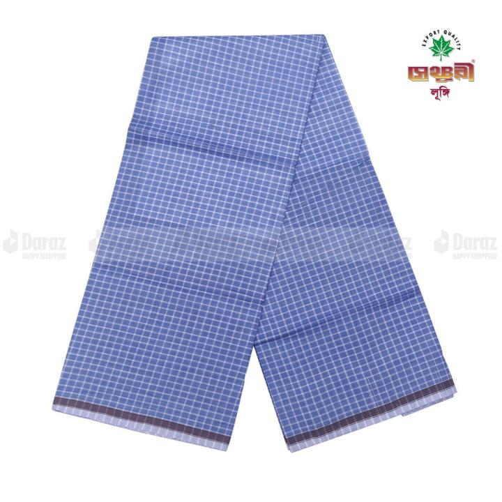 Century Lungi Premium Traditional Wear - Blue Check 5 Haat 100% Cotton ...