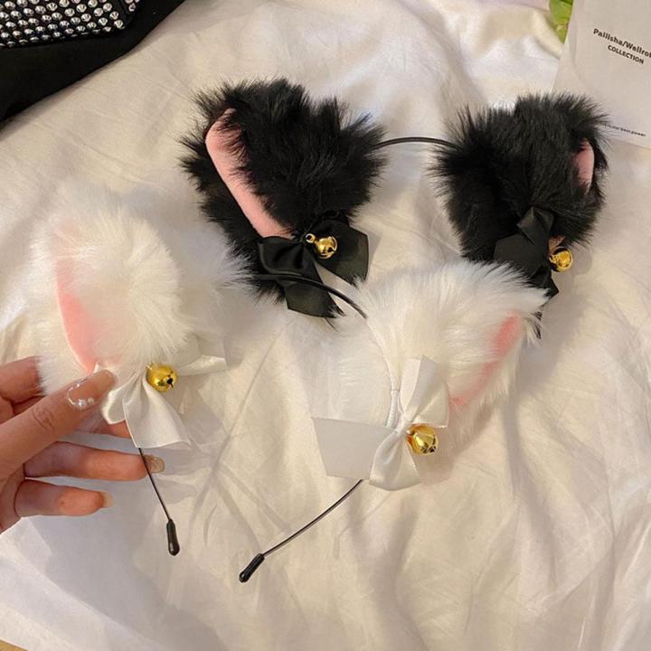 【Lejia】Ins Cute Plush Cat Bells Hair Band For Women Girls Hair ...
