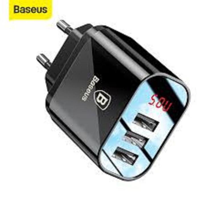 Baseus led ডিজিটাল 3 পোর্ট usb চার্জার eu প্লাগ মোবাইল ফোন ফাস্ট ...