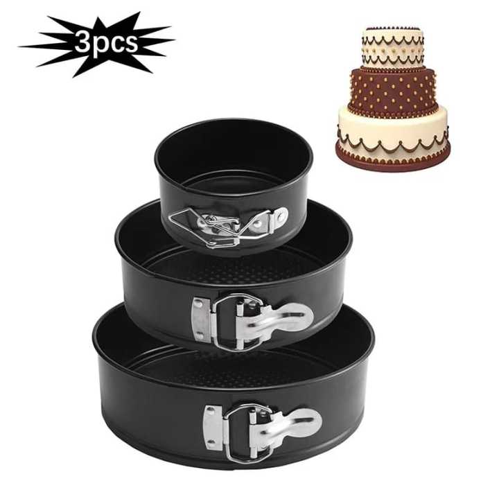 Non Stick 3 Piece Set Carbon Steel Springform Round Shape Cake Pan Mold ...