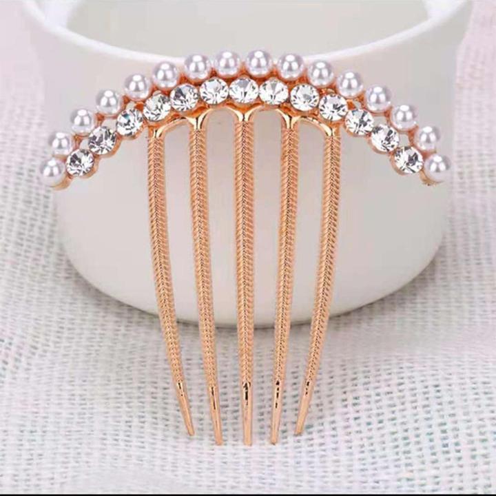 5 Teeth Hair Side Combs Pearl Crystal Hairpin Comb Wedding Bridal ...