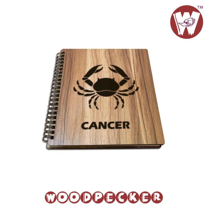 wooden notebook zodiac Cancer Mdf board, Kartiz paper and Black spiral ...