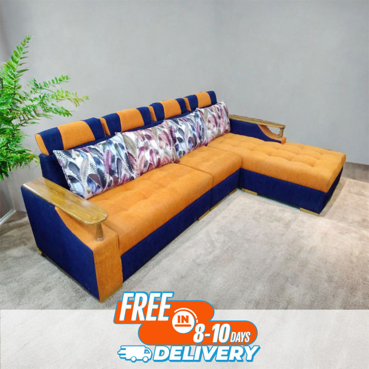 S-586 - Solid Ctg Segun Kath L-Corner Sofa With Smooth Lecquer Polish ...