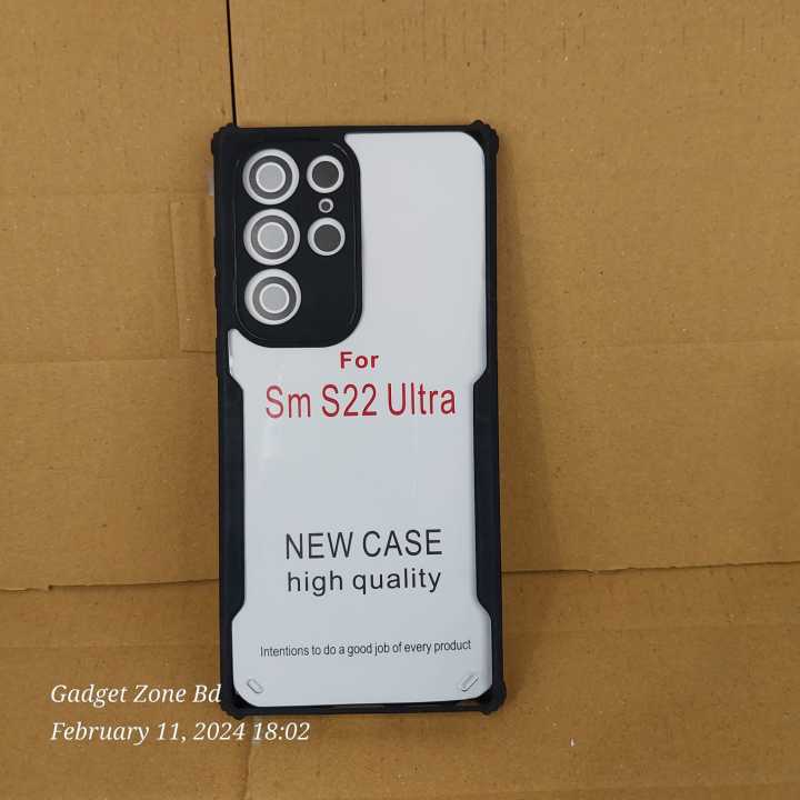Back Cover For Samsung Galaxy S22 Ultra 5G (Transparent, Black) Protect ...