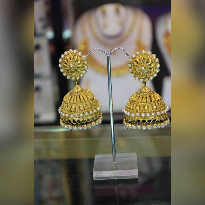 Beautiful Metal Earring With Stone / Jhumka Kaner Dul For Women - Ear ...
