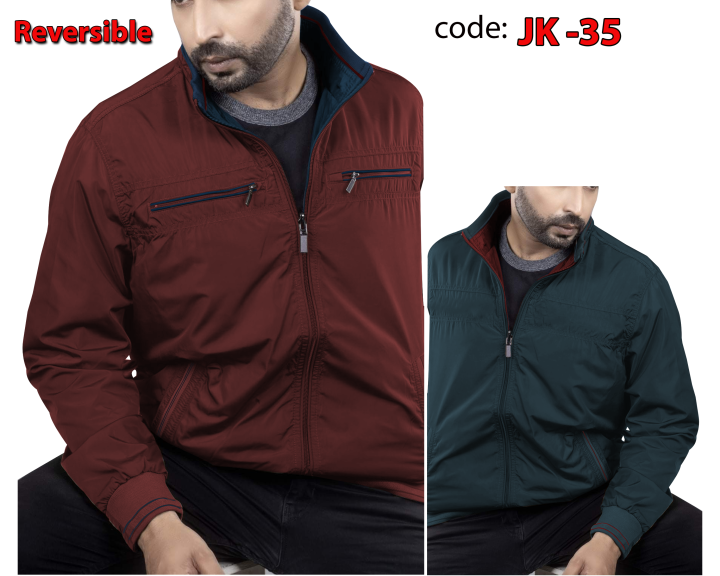 Premium Quality Men's Winter Reversible Jacket Navy Blue and Maroon JK ...