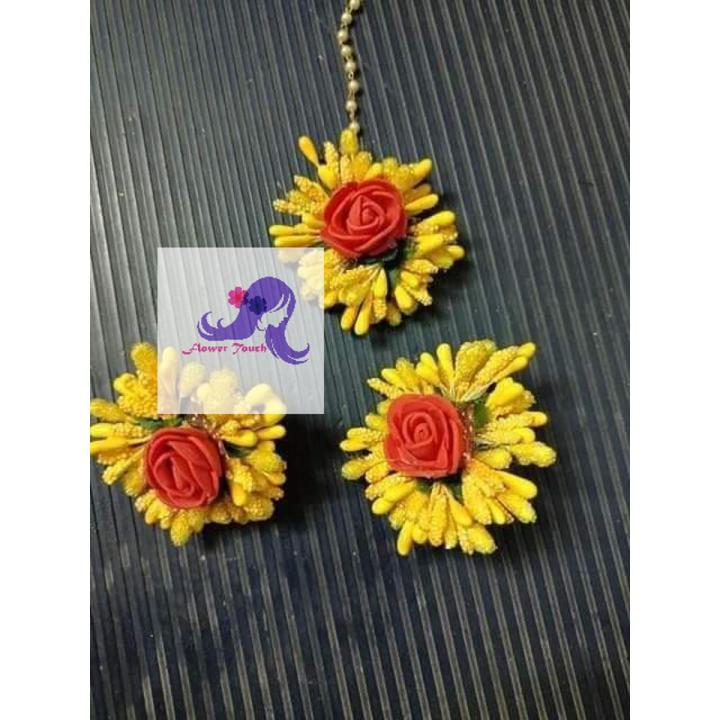 Artificial flower tikli set for girls and womens | Daraz.com.bd